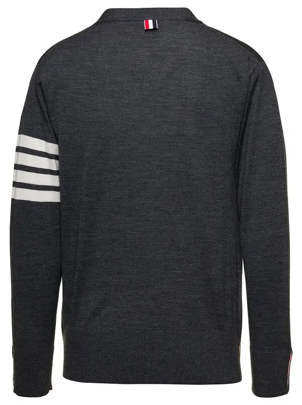Thom Browne Wool V-neck Cardigan - Gray