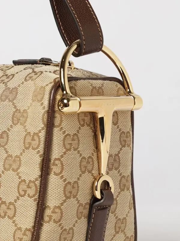 Gucci Medium Half Horsebit Gg Monogram Jacquard Shoulder Bag - Cream