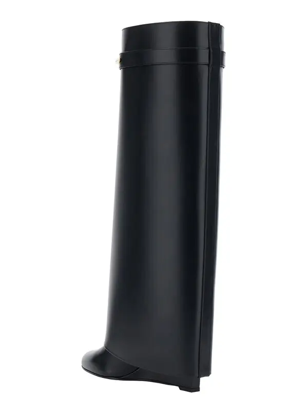 Givenchy Leather Shark Pointed Boots With High Wedge Heel - Black