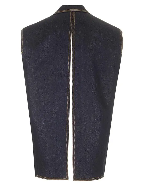 Etro Metallic Cotton Blend Denim Waistcoat - Blue