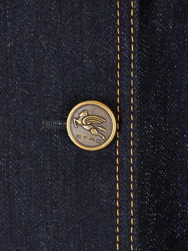 Etro Metallic Cotton Blend Denim Waistcoat - Blue