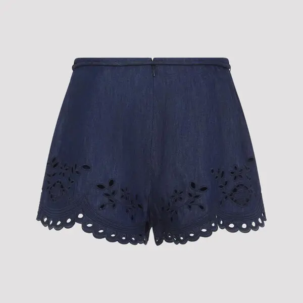 Zimmermann Mahon Broderie Denim Short - Blue