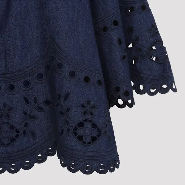Zimmermann Mahon Broderie Denim Top - Blue