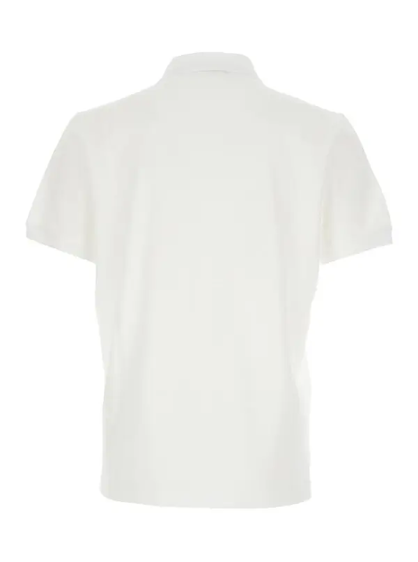 Fendi Polo Shirt With Logo Patch On The Front In Cotton Pique - White