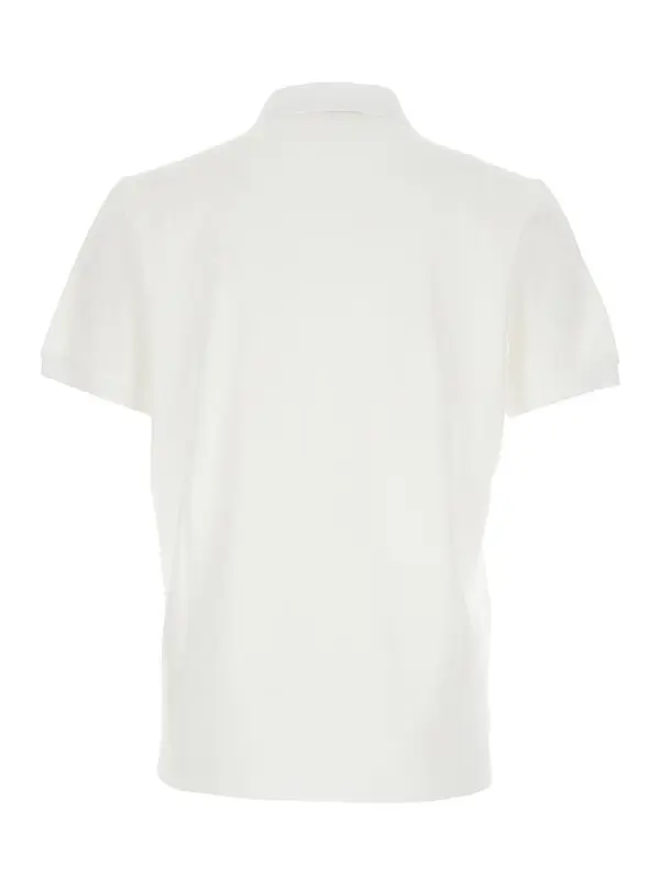 Fendi Polo Shirt With Logo Patch On The Front In Cotton Pique - White