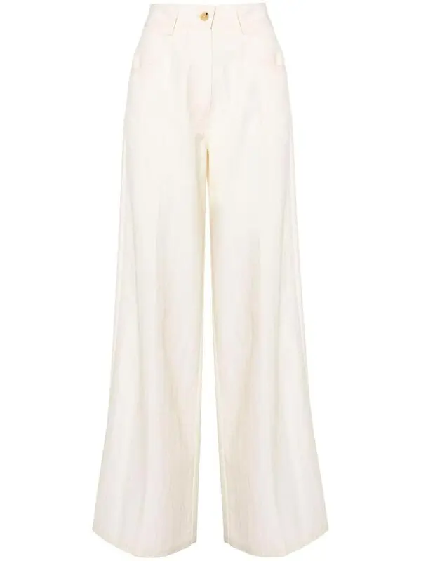 FORTE_FORTE Viscose And Cotton Twill Trousers - White