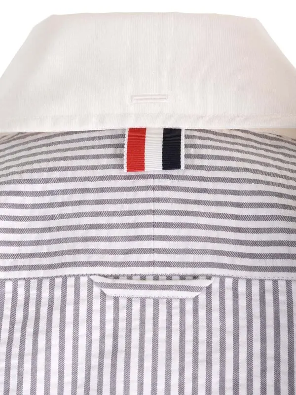 Thom Browne Striped Seersucker Long Shirt - Gray