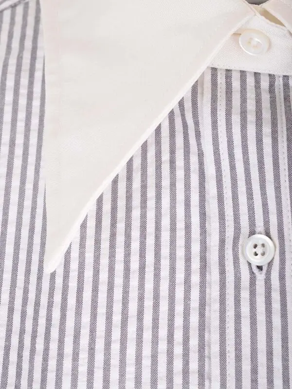 Thom Browne Striped Seersucker Long Shirt - Gray