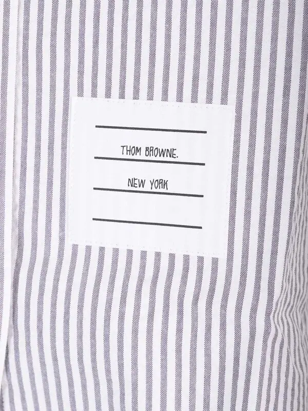 Thom Browne Striped Seersucker Long Shirt - Gray