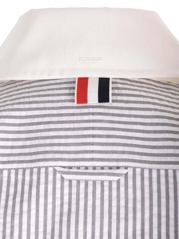 Thom Browne Striped Seersucker Long Shirt - Gray