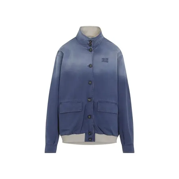 Miu Miu Old Washed Twill Blouson - Blue