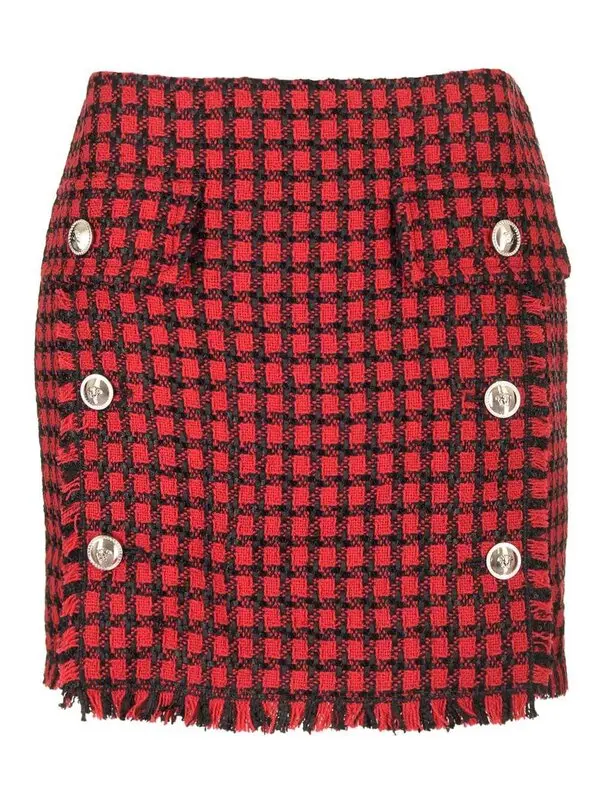 Versace Tweed Mini Skirt - Red
