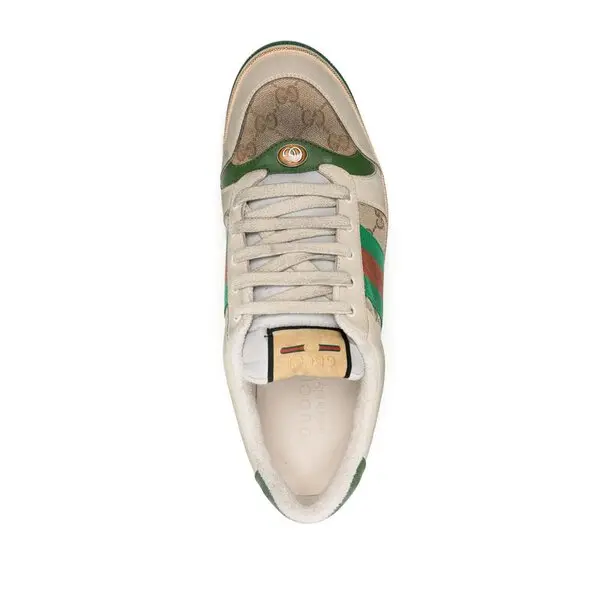 Gucci Canvas And Calf Leather Trainers - Cream