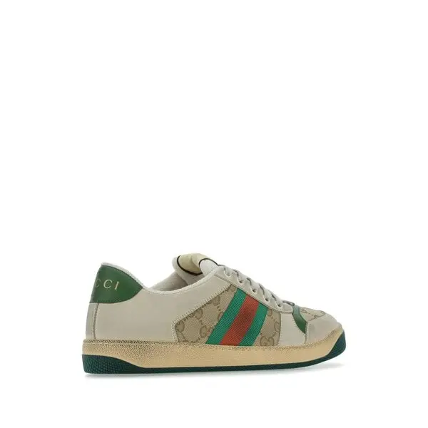 Gucci Canvas And Calf Leather Trainers - Cream