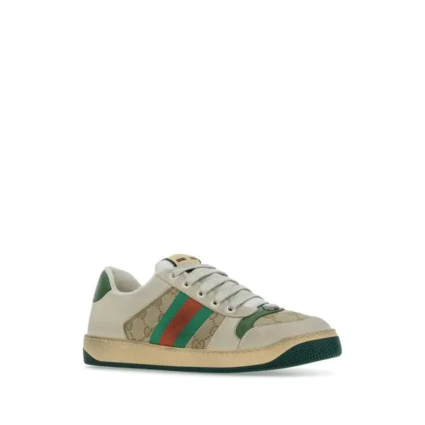 Gucci Canvas And Calf Leather Trainers - Cream