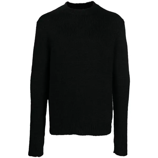 JIL SANDER Alpaca Wool-blend Crew Neck Sweater - Black