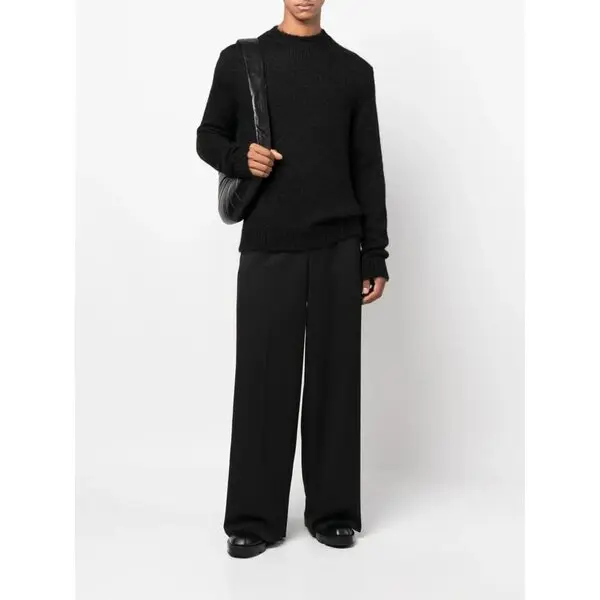 JIL SANDER Alpaca Wool-blend Crew Neck Sweater - Black