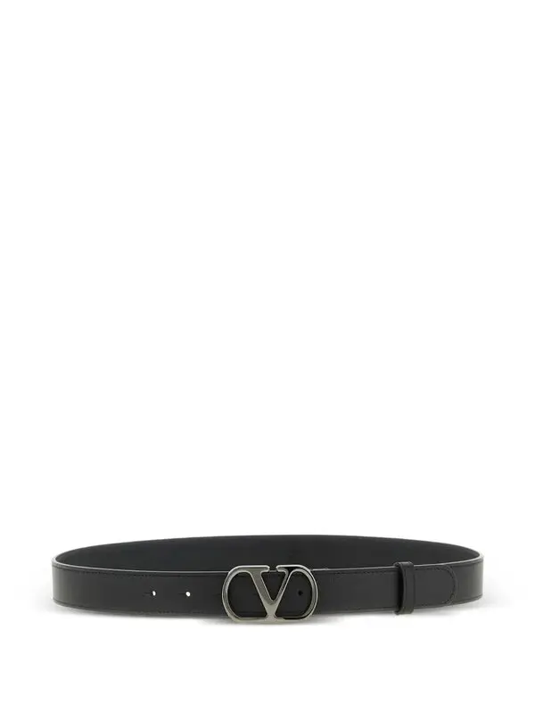 Valentino Garavani Vlogo Signature Belt In Shiny Calfskin - Black