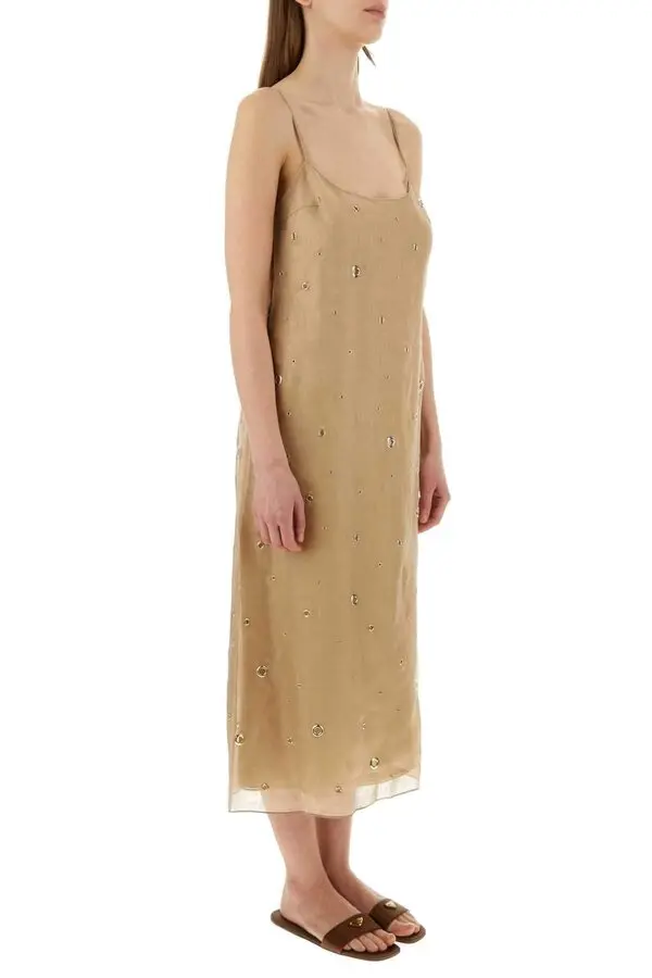 Prada Beige Organza Dress - Brown