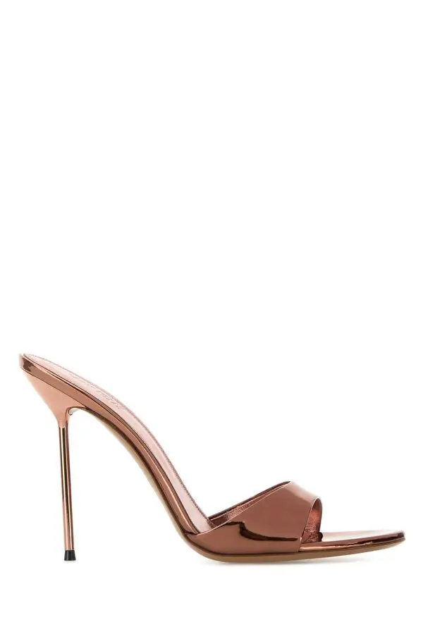 Paris Texas Bronze Leather Lidia Mules - Silver