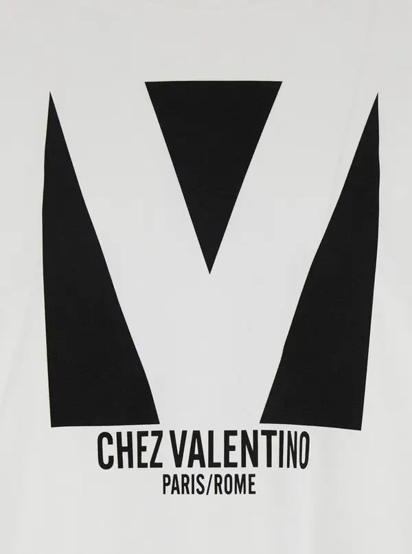 Valentino Garavani Chez' Crewneck T-shirt With Maxi Logo Print On The Front In Cotton