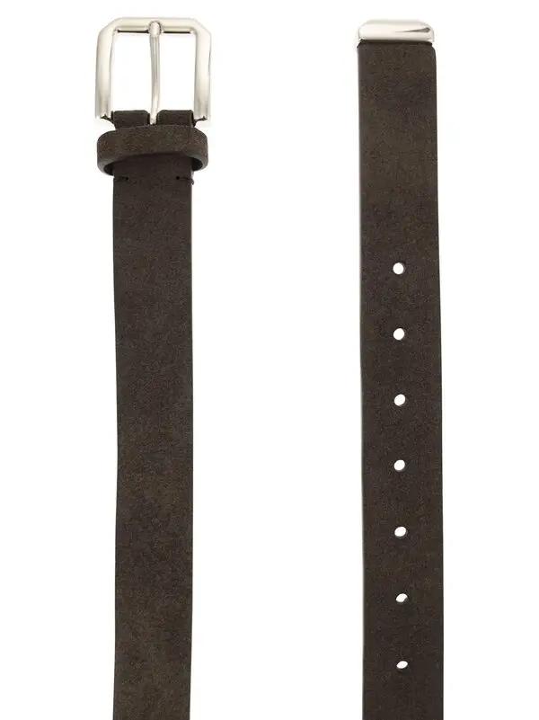 Brunello Cucinelli Inverted Leather Belt With Square Buckle And Toecap