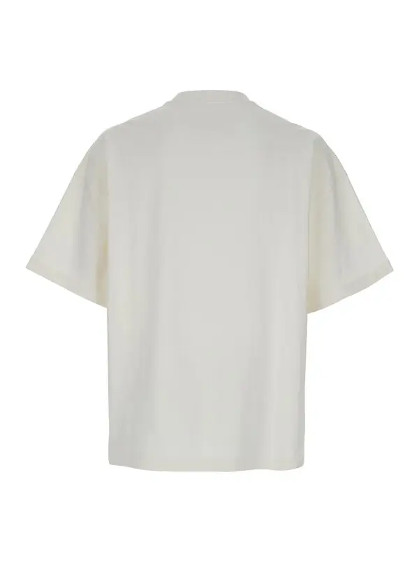 JIL SANDER White Crewneck T-shirt With Front Logo Print In Cotton