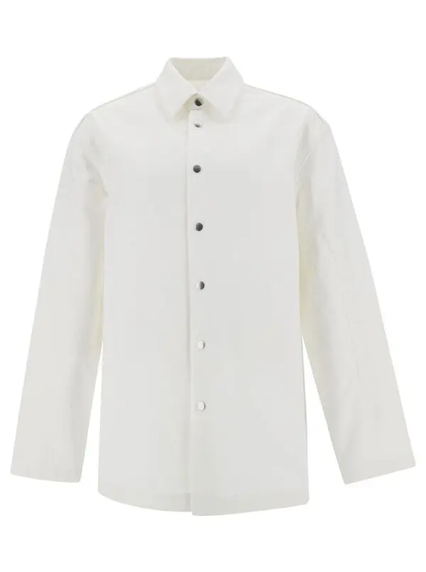 JIL SANDER White Shirt With Embossed Logo In Denim