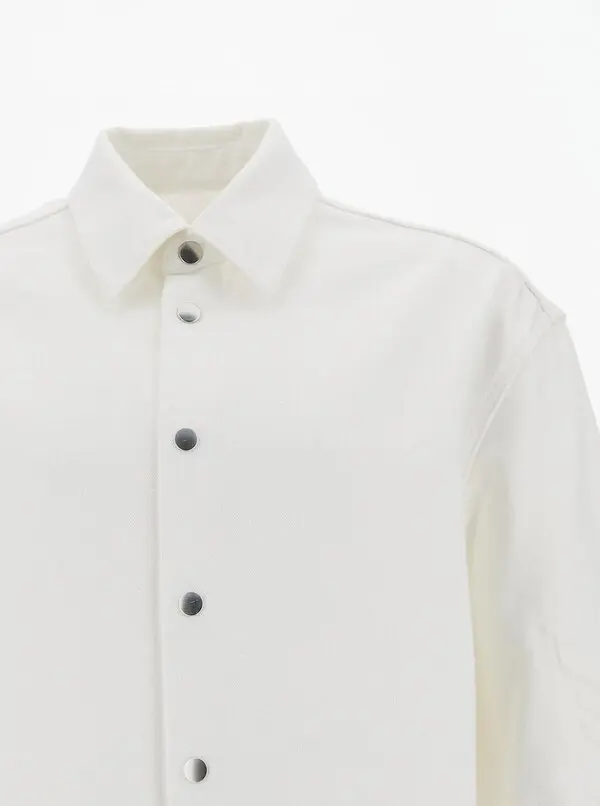 JIL SANDER White Shirt With Embossed Logo In Denim