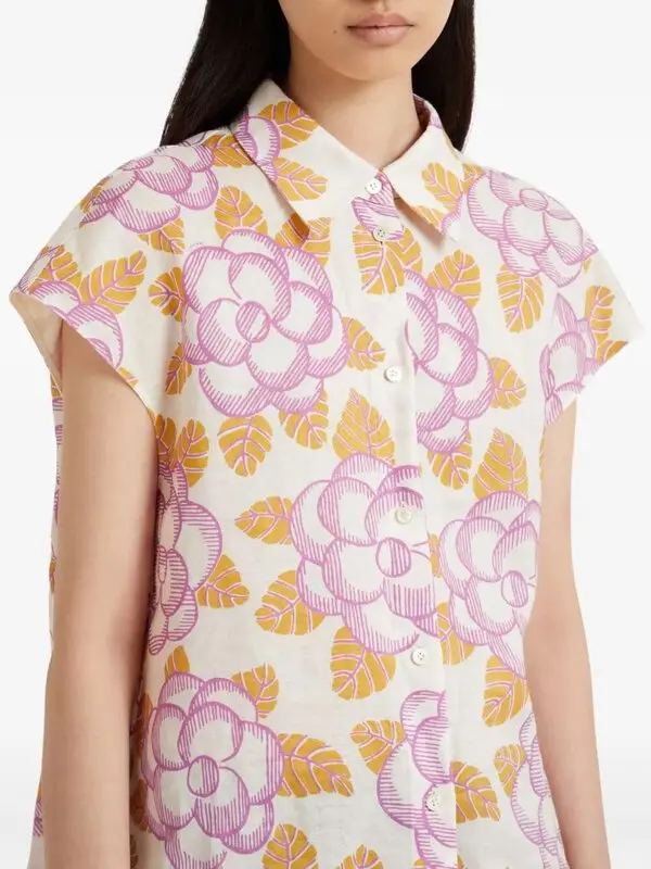 Marni Floral Cap-sleeved Shirt - Multicolor