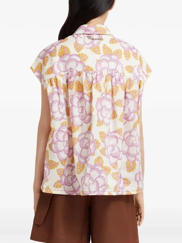 Marni Floral Cap-sleeved Shirt - Multicolor