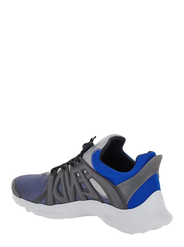 Fendi Tag' Blue Sneakers With Logo In Techno Mesh