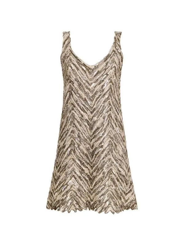 Brunello Cucinelli Sequin Embellished Chevron Dress - Multicolor