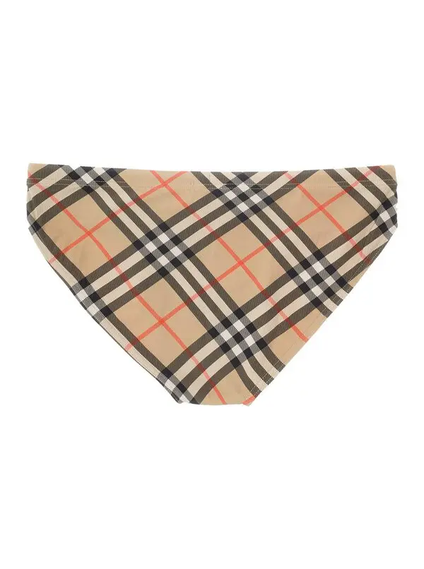 Burberry Beige Speedo With Check Motif In Polyamide