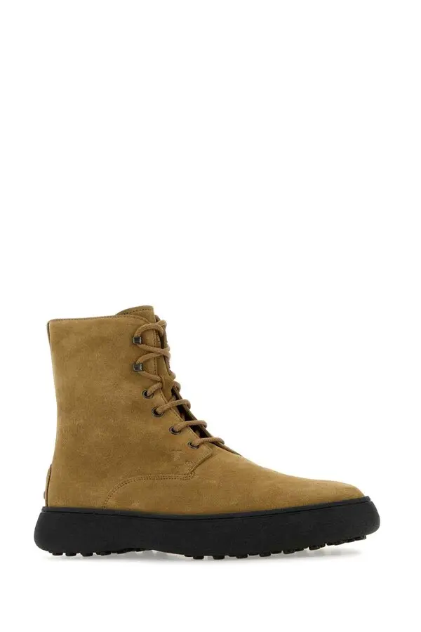 TOD'S Camel Suede Ankle Boots - Brown