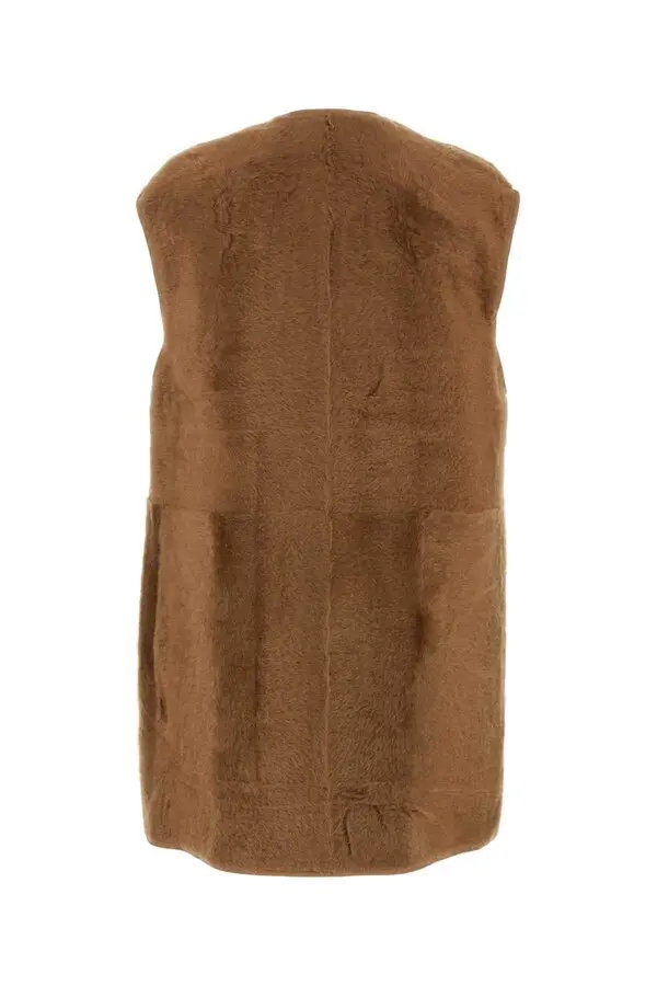 Max Mara Biscuit Shearling Effige Sleeveless Coat