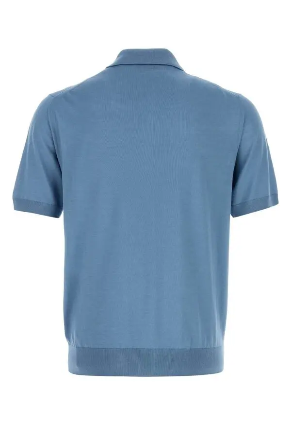 Prada Cerulean Wool Polo Shirt - Blue