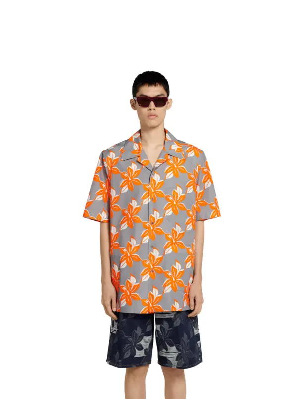 Gucci Bowling Shirt With Cuban Collar And All-over Floral Print In Cotton - Multicolor