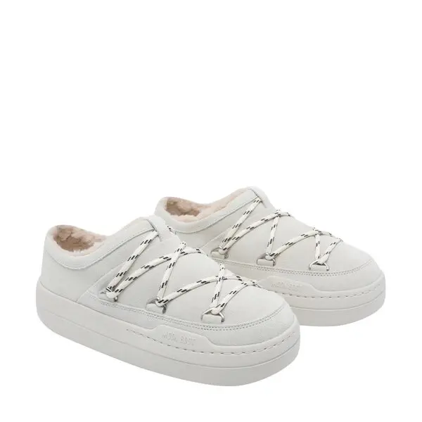 Moon Boot Park Leather Slippers - White