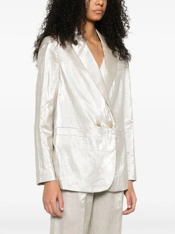 FORTE_FORTE Linen Double-breasted Jacket - Multicolor