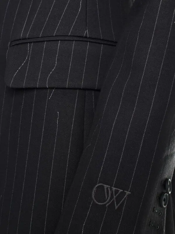 Off-White Pinstriped Blazer - Gray