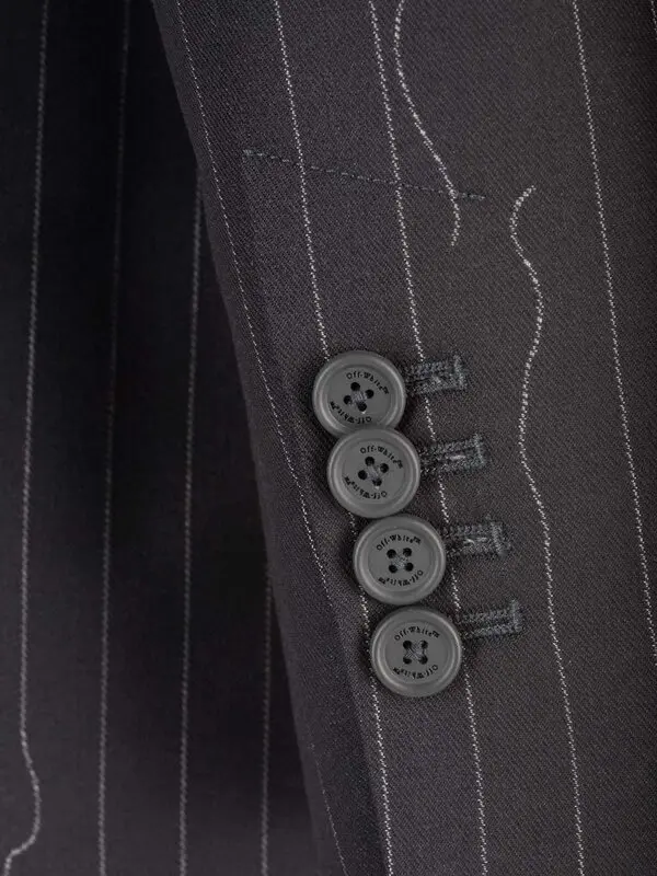 Off-White Pinstriped Blazer - Gray
