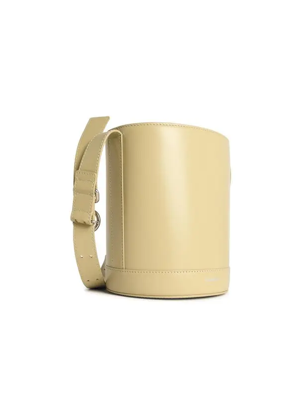 JIL SANDER Cannolo Leather Bucket Bag - Cream