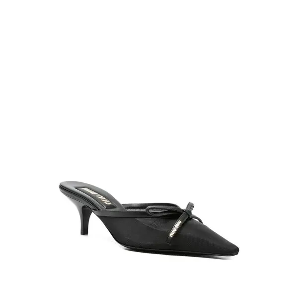 Miu Miu Pointed Toe Bow Detail Shoes - Black