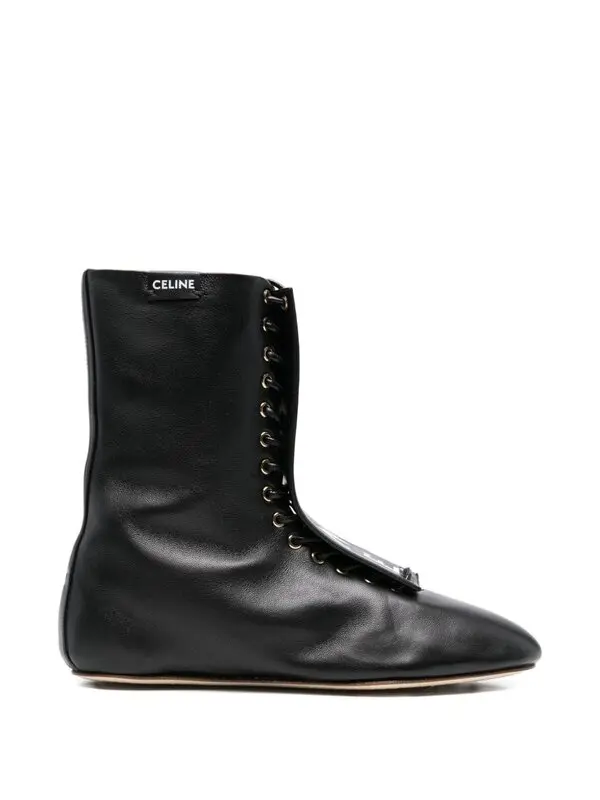 Celine Leather Lace-up Boots - Multicolor
