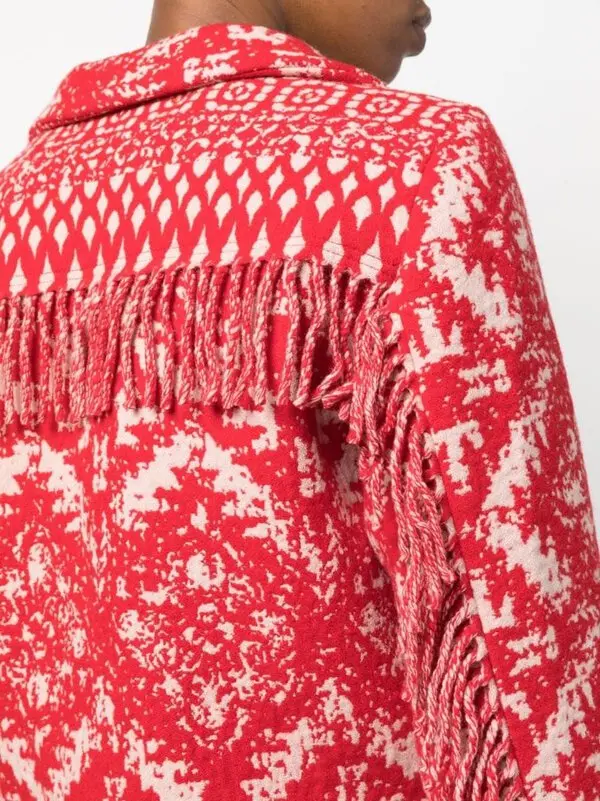 FORTE_FORTE Graphic-print Fringe-detail Jacket