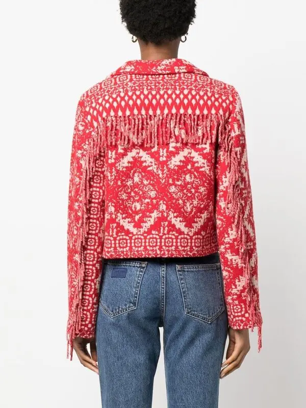FORTE_FORTE Graphic-print Fringe-detail Jacket