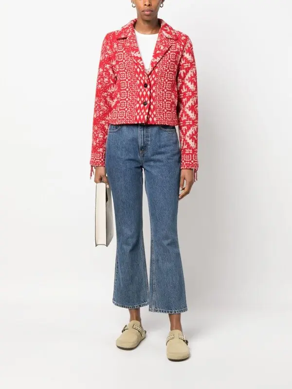FORTE_FORTE Graphic-print Fringe-detail Jacket