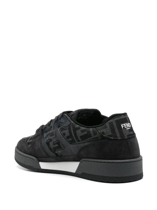 Fendi Ff Jacquard And Suede Match Sneakers - Gray