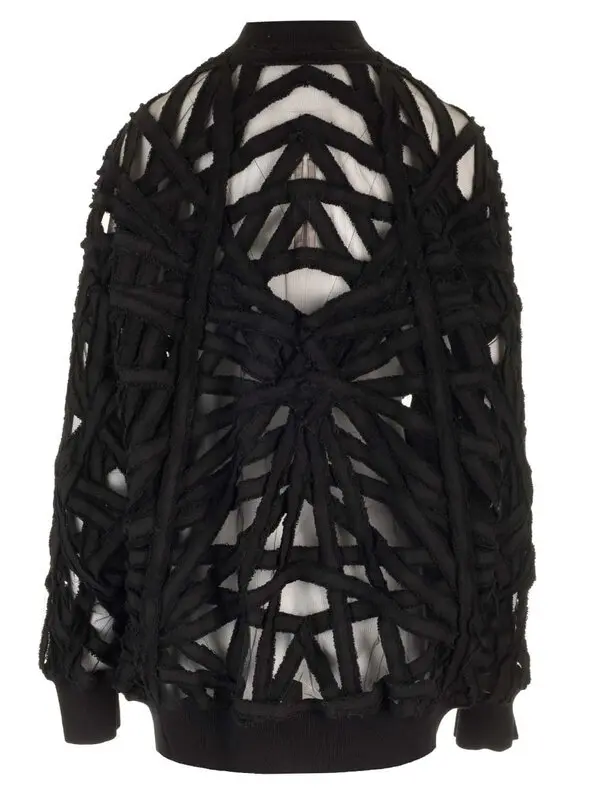 Rick Owens Cropped Denim And Tulle Jacket
